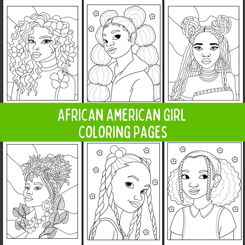 Black Girl Coloring Book for Kids, Melanin Coloring Pages, African ...