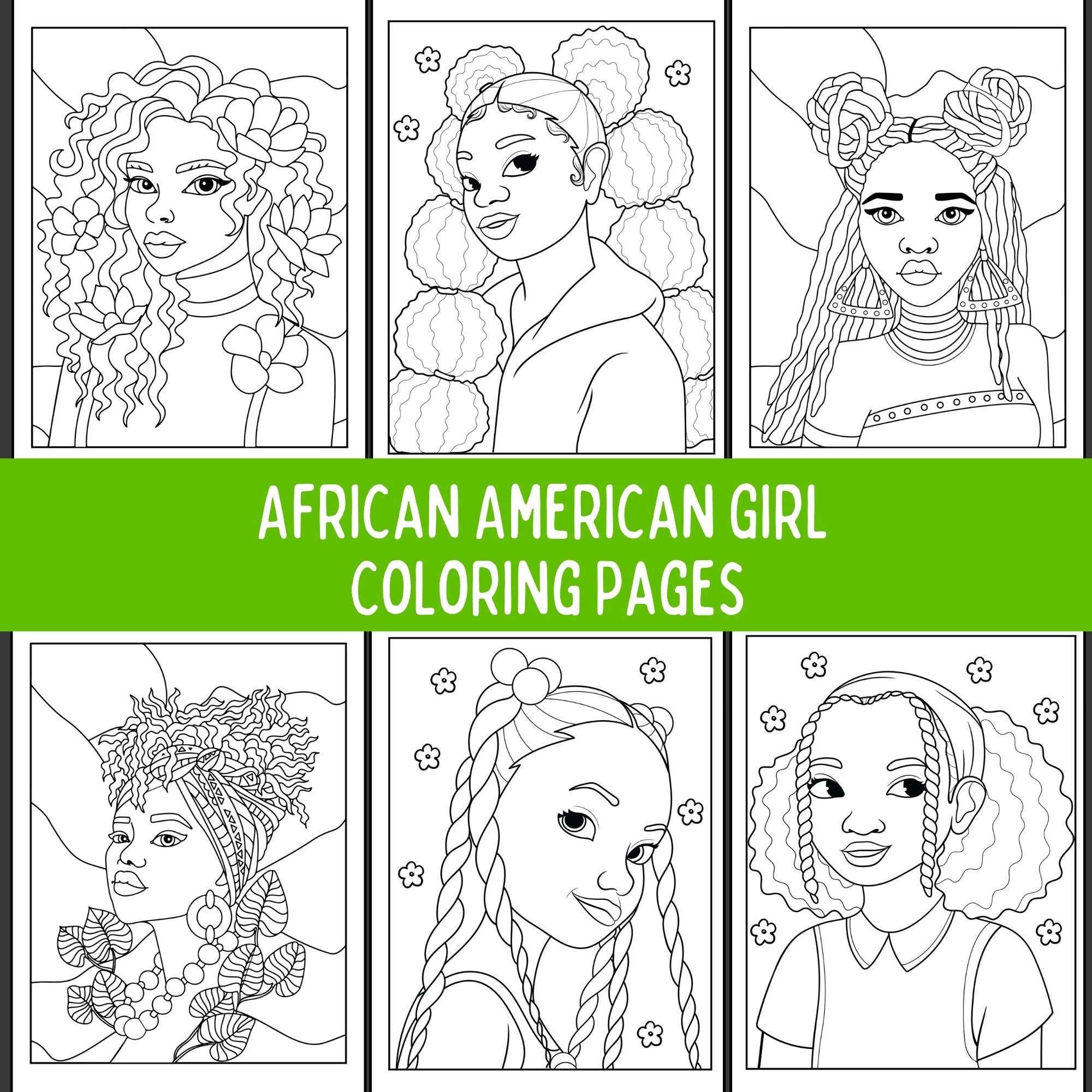 Black Girl Coloring Book for Kids, Melanin Coloring Pages, African ...