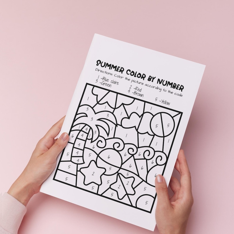Summer Color by Number for Kids, Color by Number Book, Printable Color ...