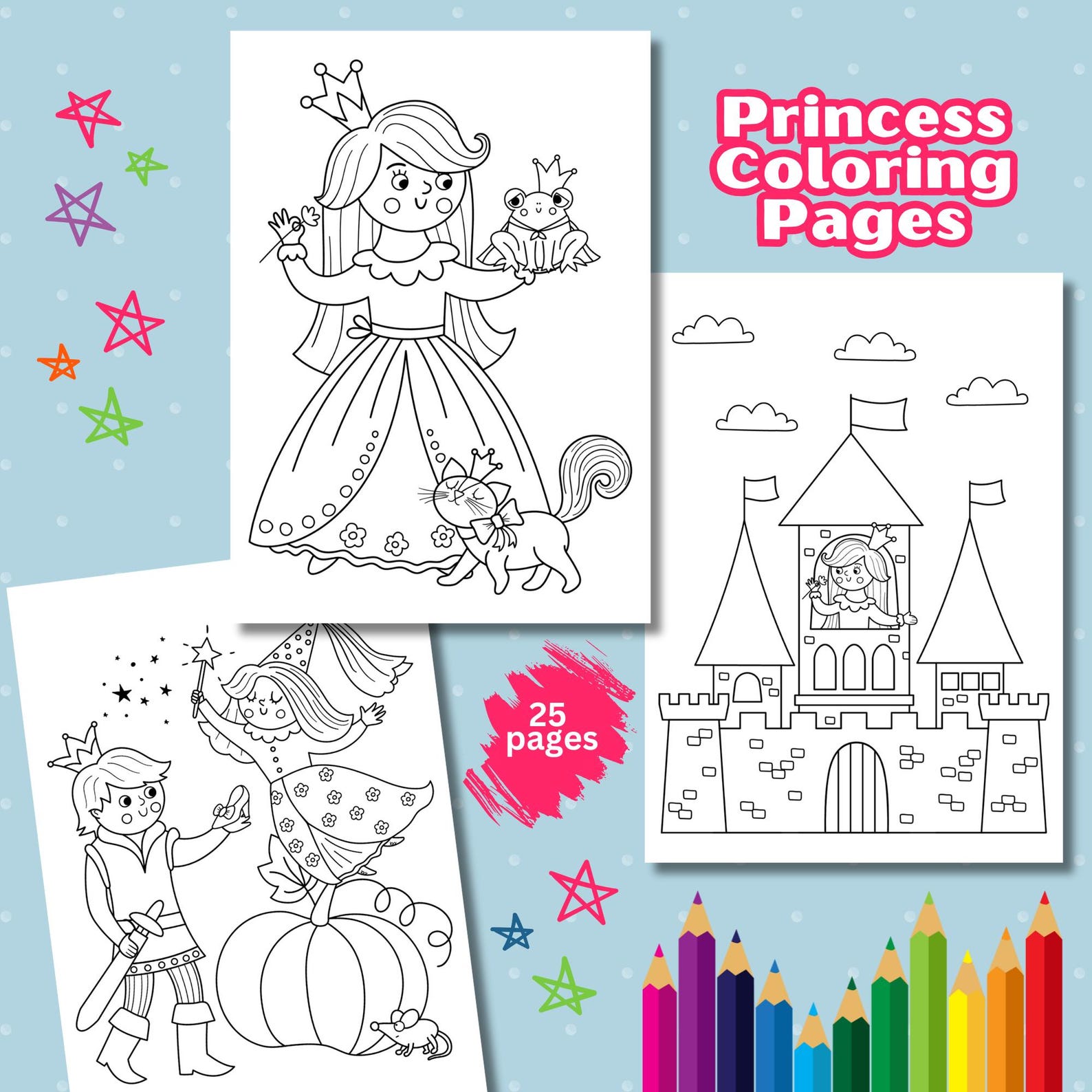 Princess Coloring Pages for Kids, Castle Coloring Pages, Unicorn ...