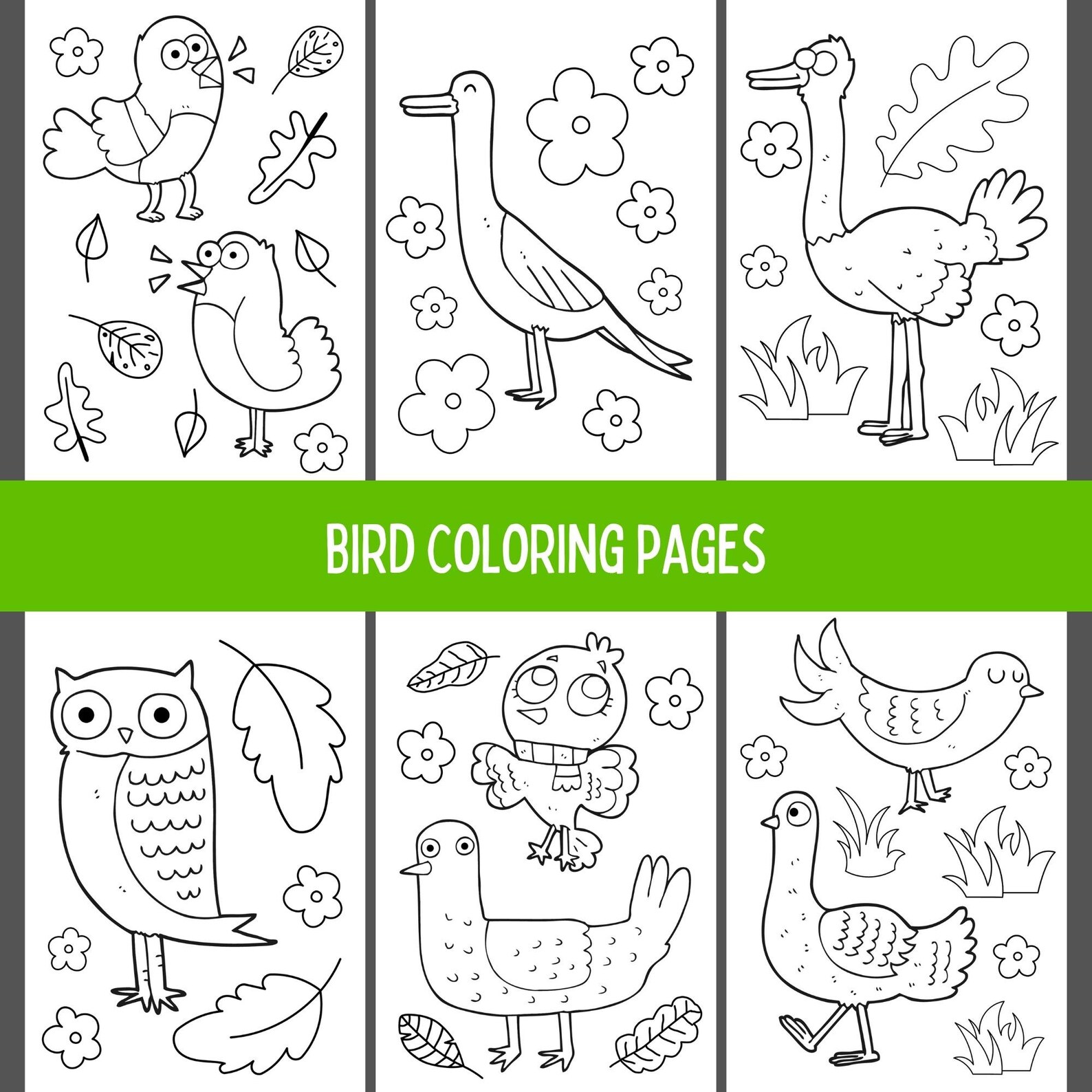 Cute Bird Coloring Pages for Kids, Bird Themed Party, Owl Coloring ...