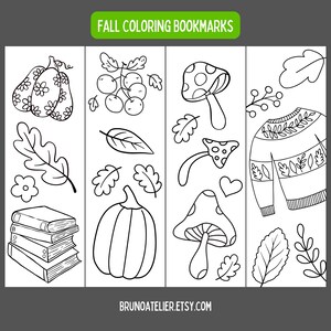 Autumn Bookmarks Printable, Woodland Coloring Bookmarks for Kids ...