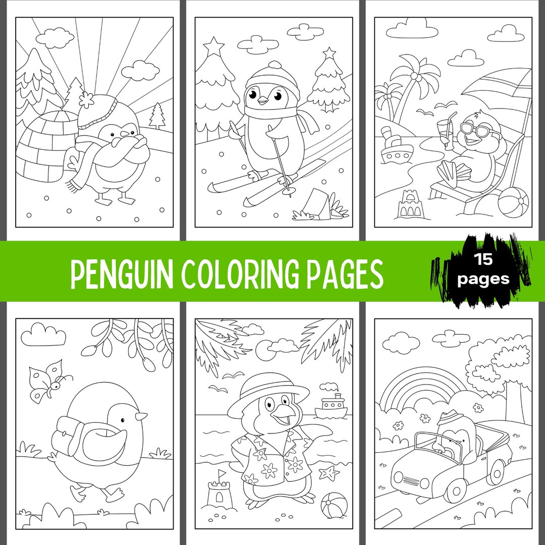 Penguin Coloring Pages for Kids, Cute Animal Coloring Pages, Penguin ...