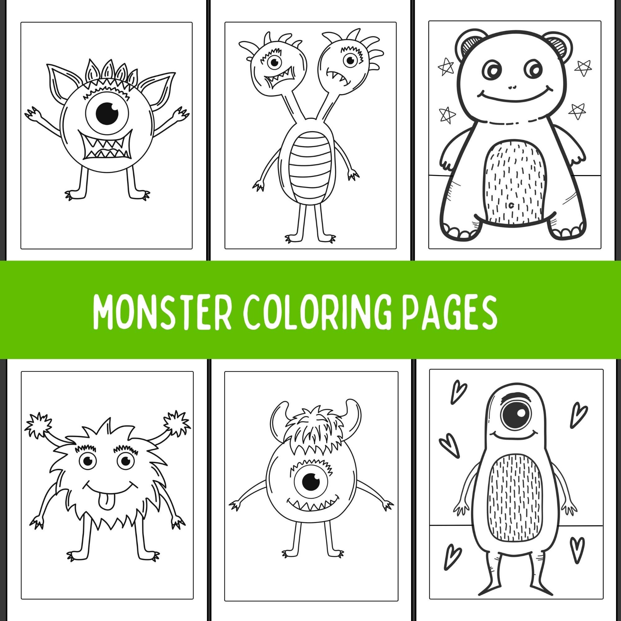 Monster Coloring Pages for Kids, Monster Birthday Party, Alien Coloring ...