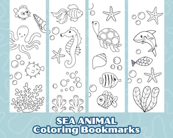 Coloring Bookmarks Printable | Ocean Bookmarks for Kids - Etsy