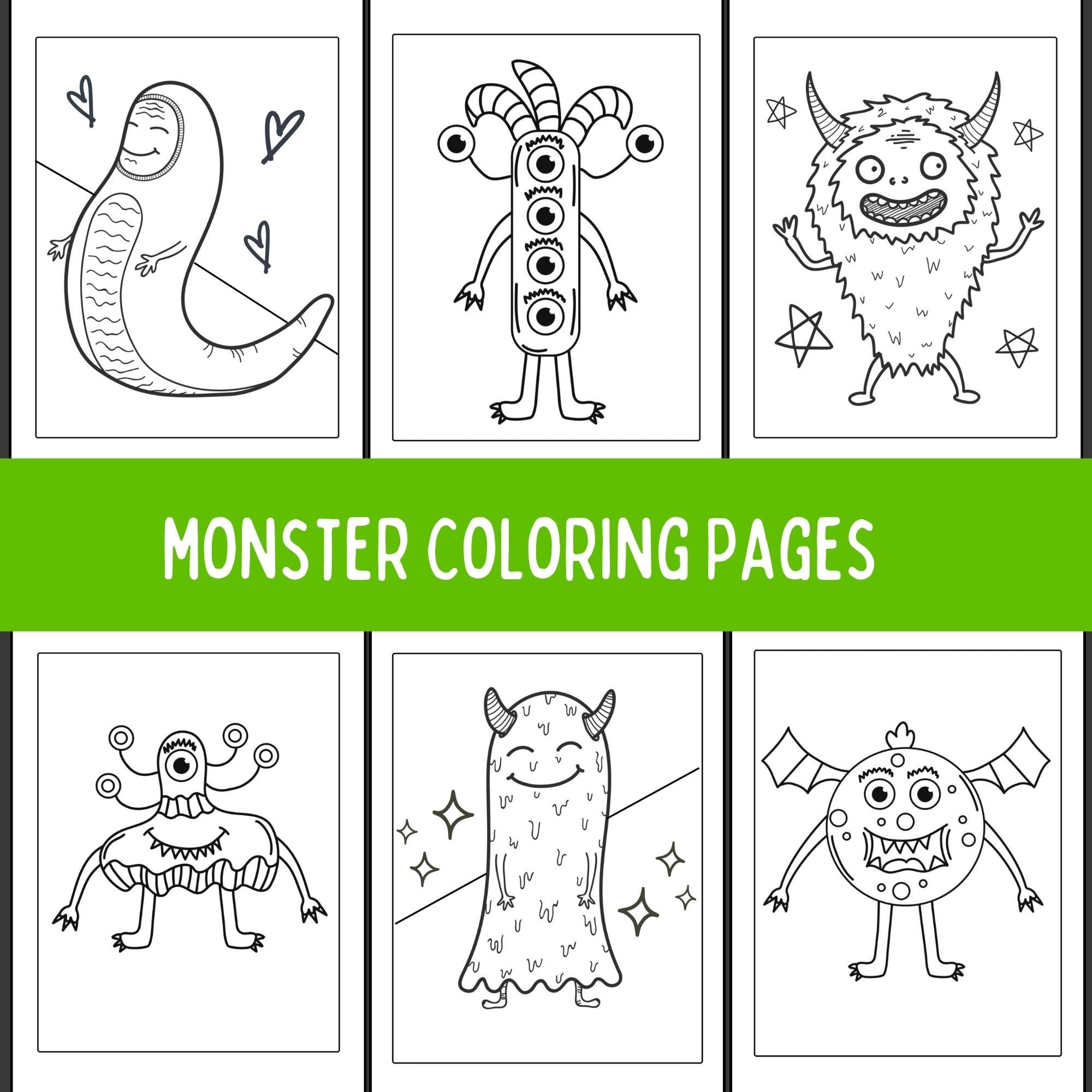 Monster Coloring Pages for Kids, Monster Birthday Party, Alien Coloring ...