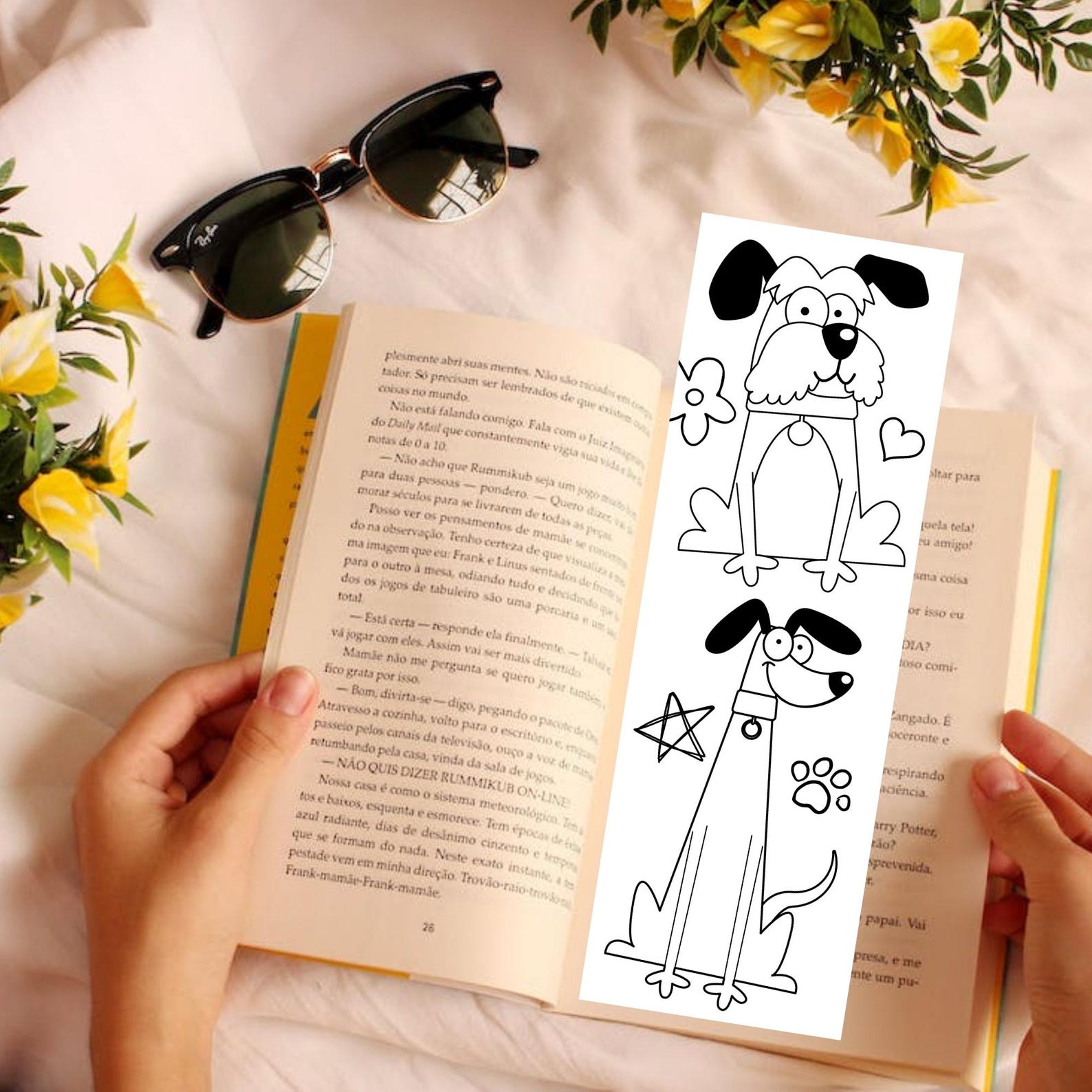Cute Dog Coloring Bookmarks for Kids, Cute Dog Bookmarks, Printable ...