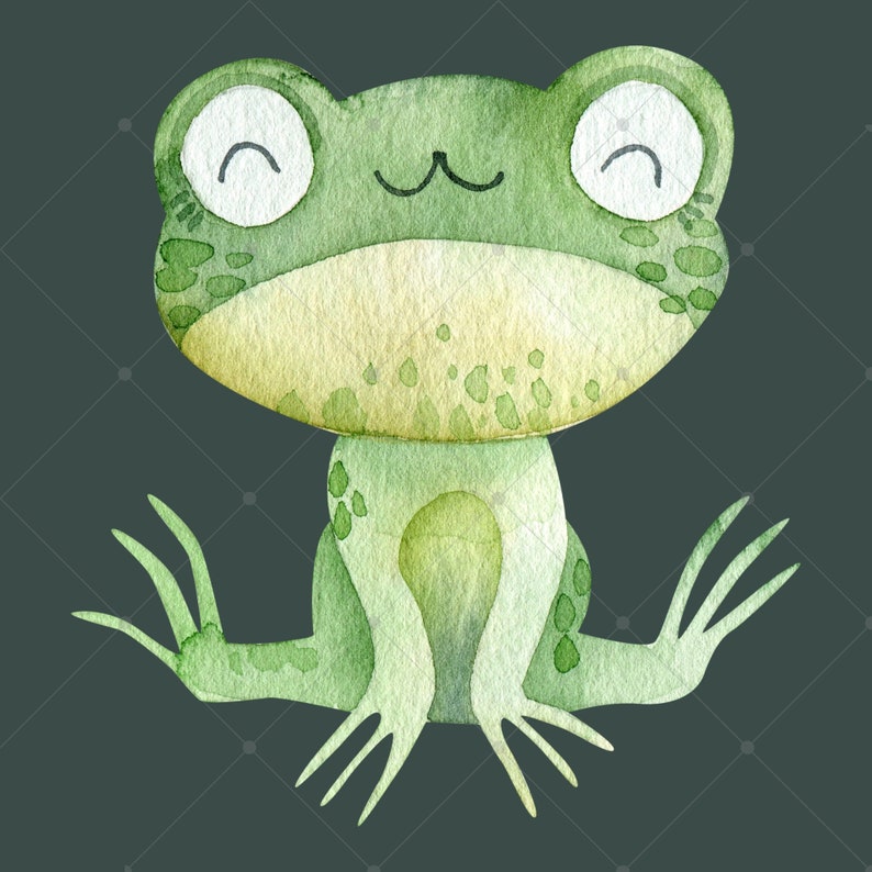 Watercolor Frog Clipart, Cute Frog Clipart, Funny Frog PNG, Cute Animal ...