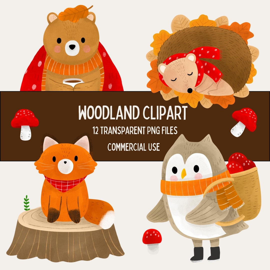 Watercolor Woodland Animals Clipart, Woodland Clipart, Woodland Animals ...
