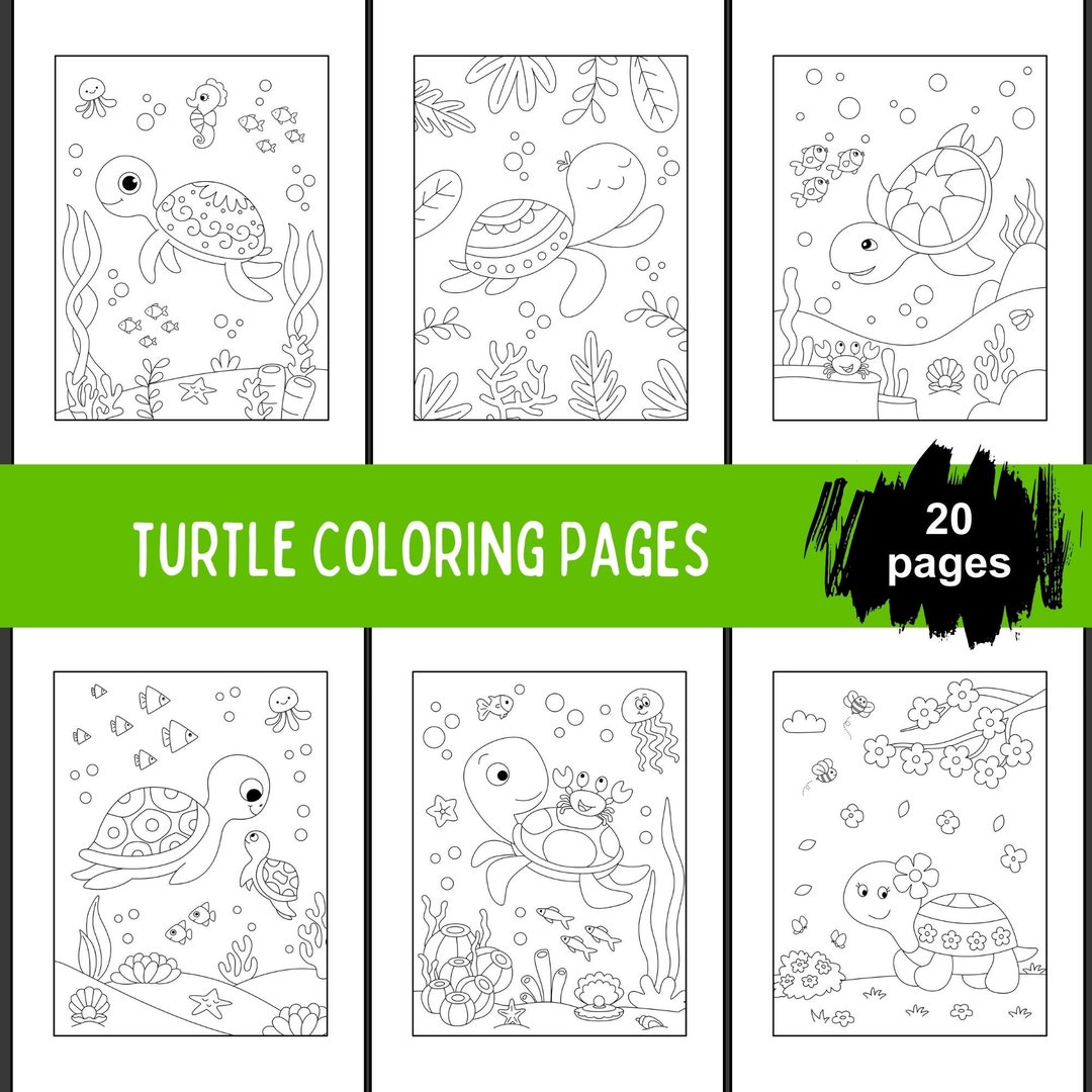 Sea Turtle Coloring Page for Kids, Turtle Birthday Party, Sea Animal ...