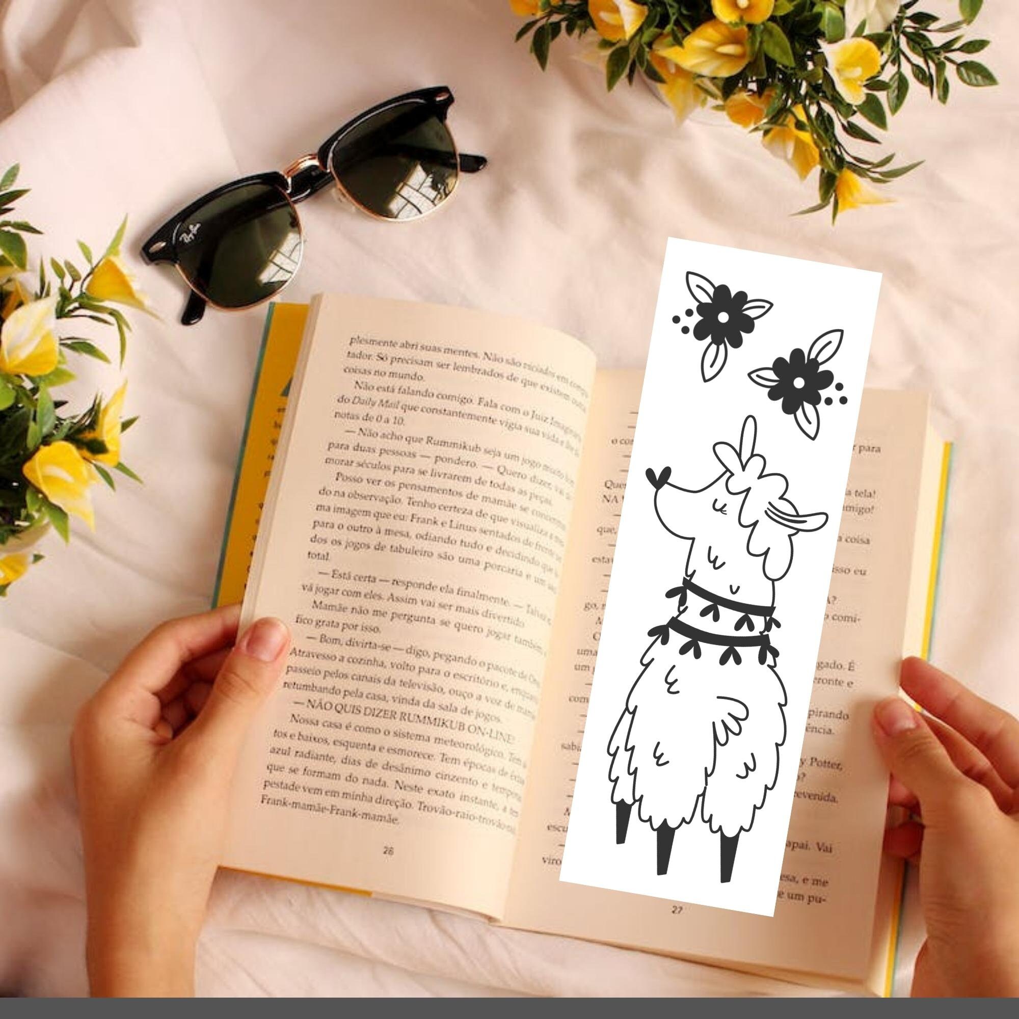 Cute Llama Coloring Bookmarks for Kids, Animal Coloring Bookmarks ...