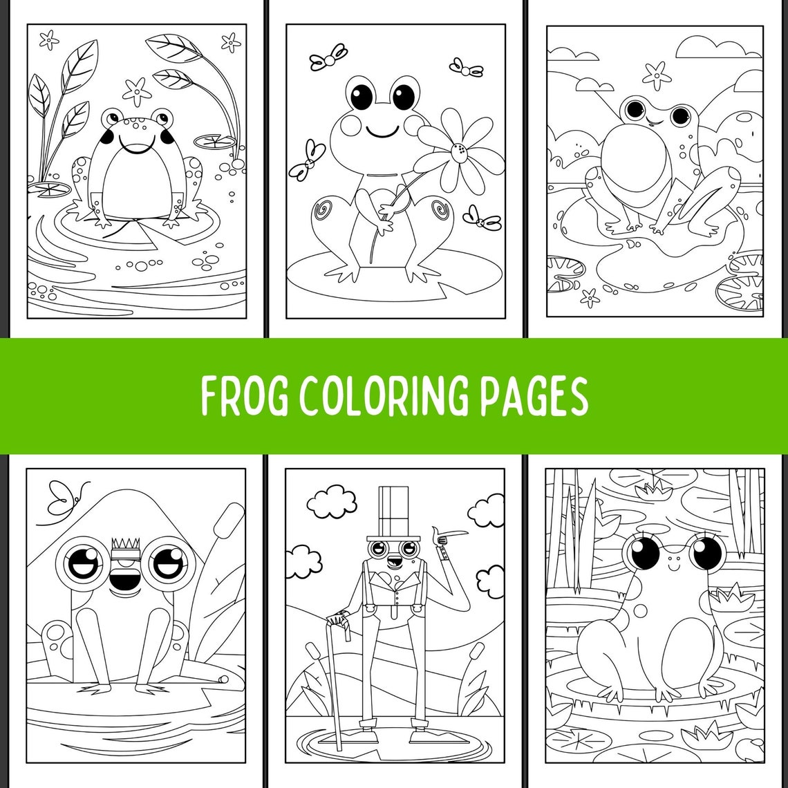Cute Frog Coloring Pages for Kids, Frog Themed Birthday Party, Cute ...