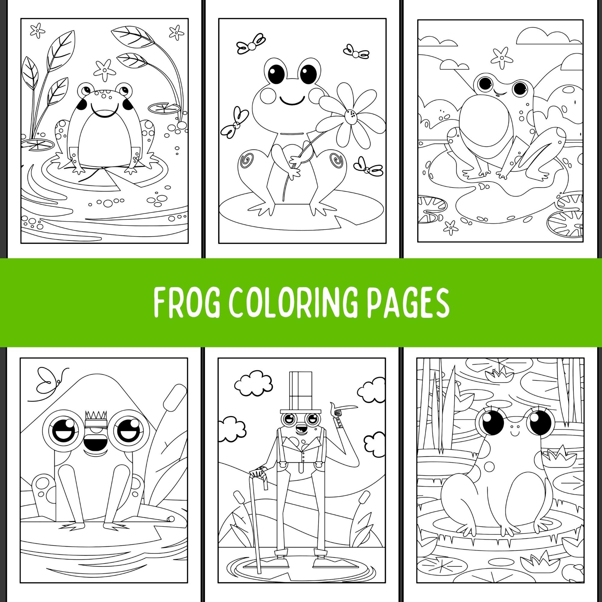 Cute Frog Coloring Pages for Kids, Frog Themed Birthday Party, Cute ...