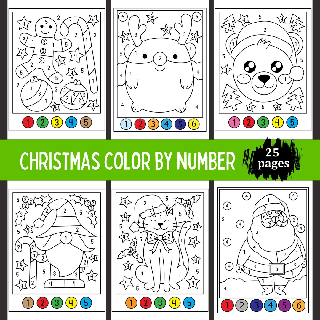 Christmas Color by Number for Kids, Color by Number Book, Printable ...