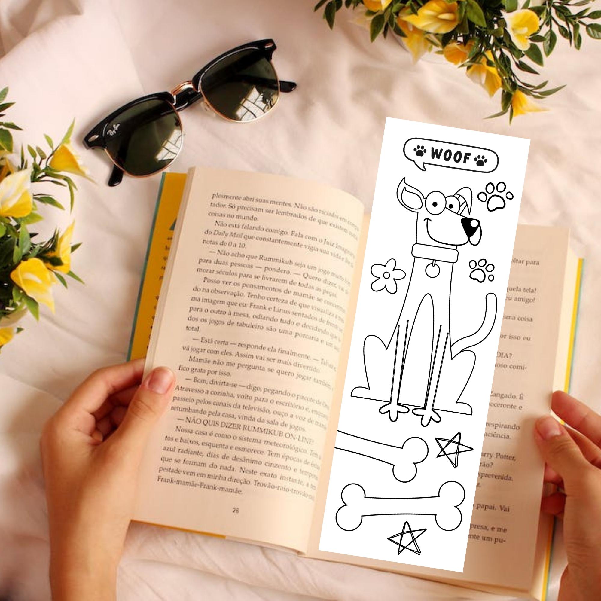 Cute Dog Coloring Bookmarks for Kids, Cute Dog Bookmarks, Printable ...