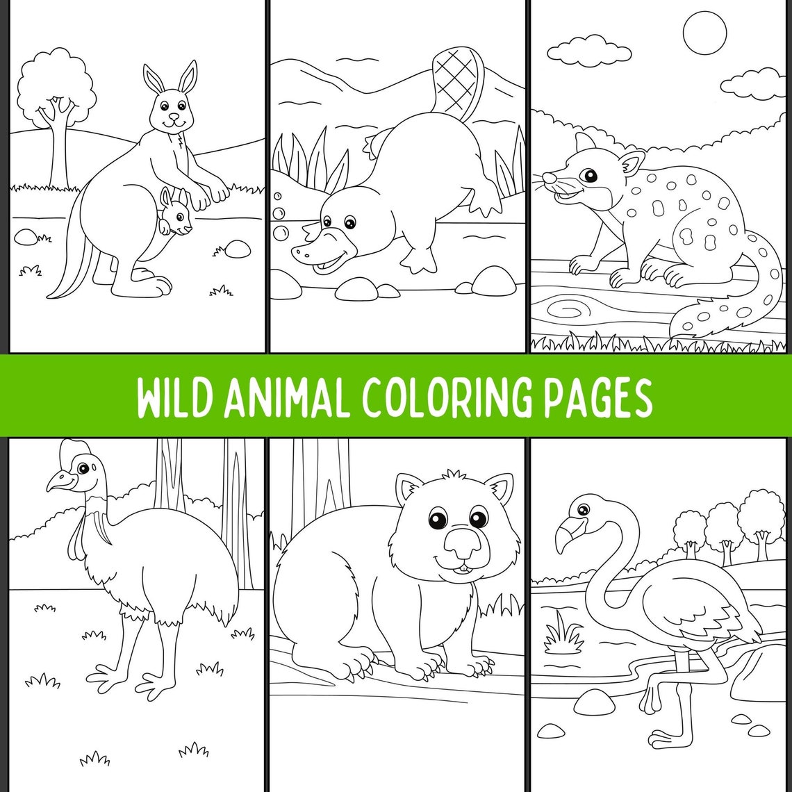 Safari Coloring Pages for Kids, Wild Animal Coloring Pages for Toddlers ...