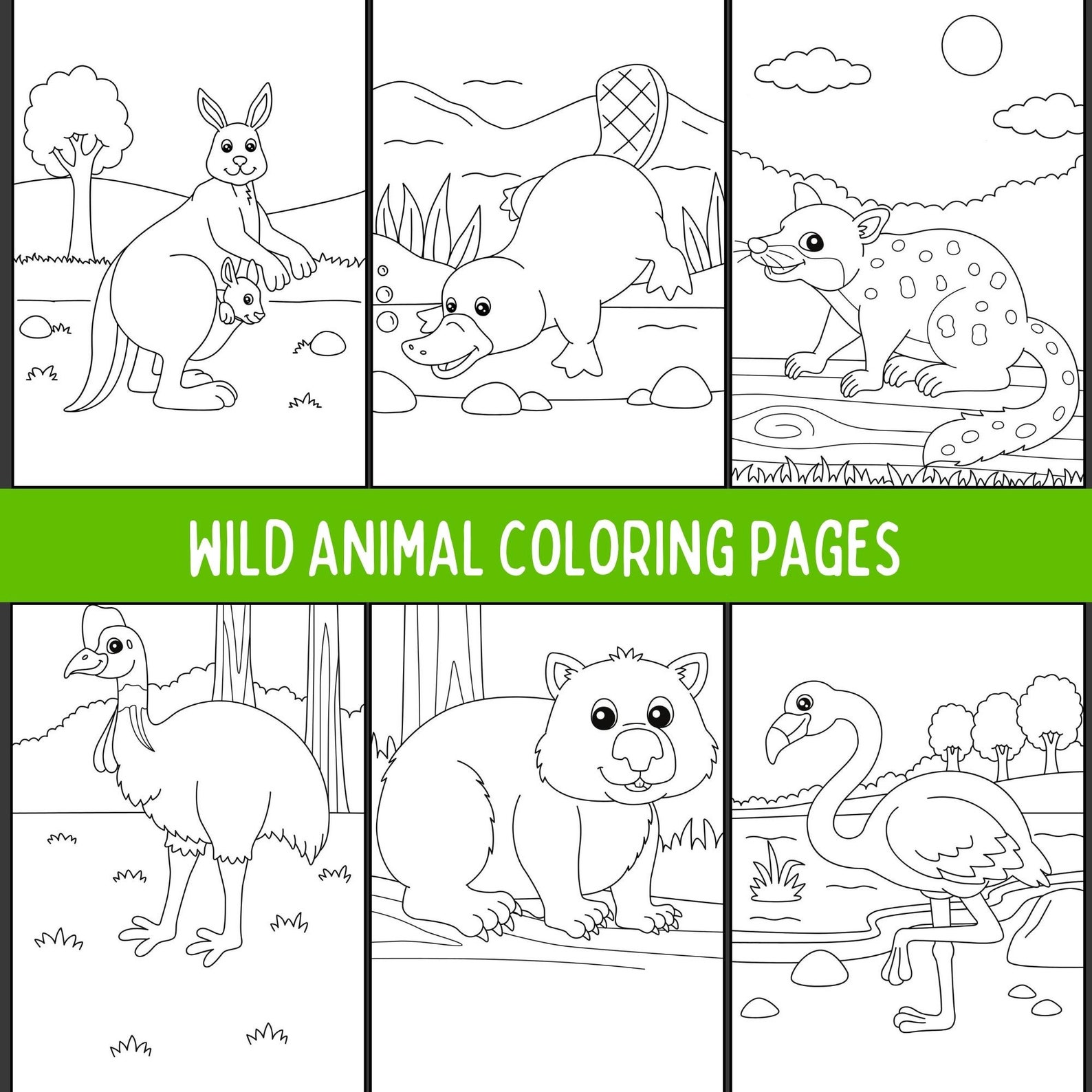 Safari Coloring Pages for Kids, Wild Animal Coloring Pages for Toddlers ...