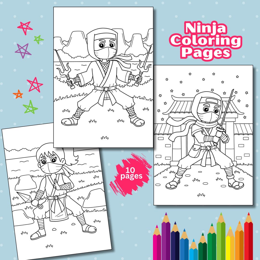 Japanase Coloring Pages for Kids: 10 Ninja/samurai Designs (PDF ...