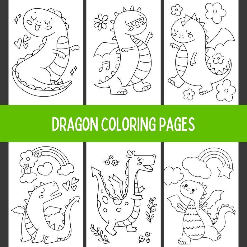 Cute Dragon Coloring Pages for Kids, Castle Coloring Pages, Dragon ...