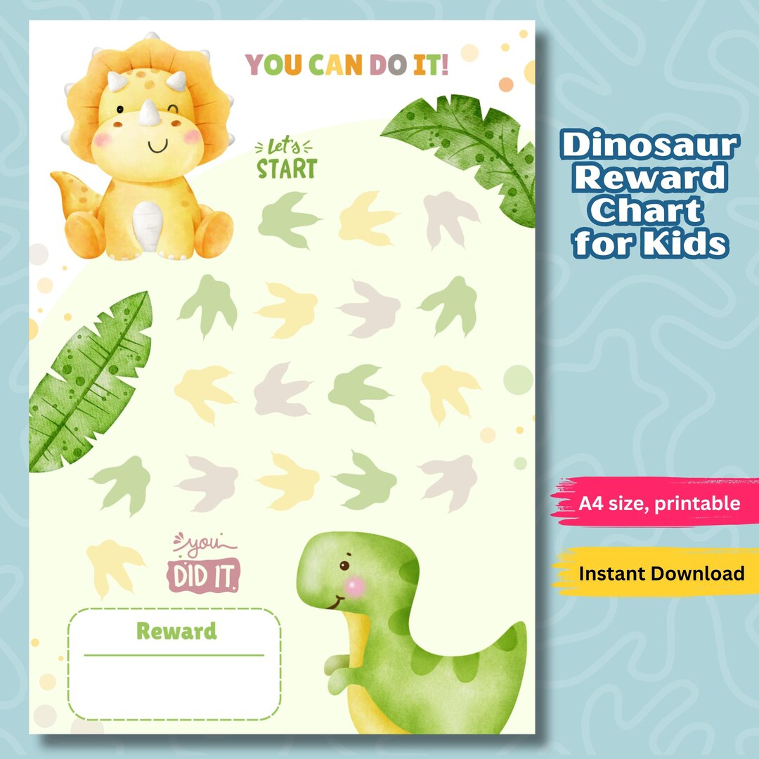 Dinosaur Reward Chart for Kids, Child Behavior Chart, Dinosaur Behavior ...