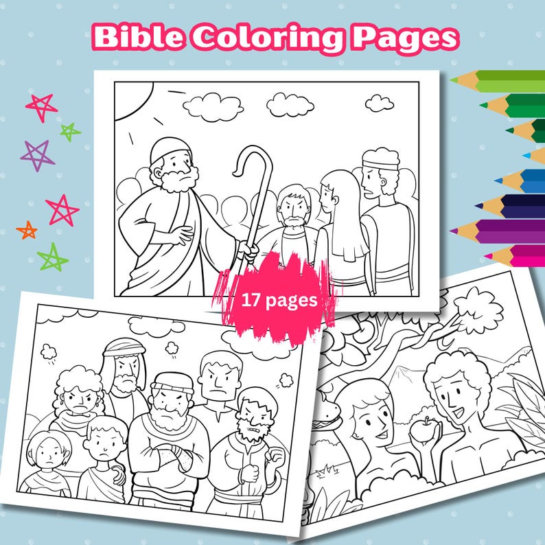 Printable Bible Story Coloring Pages for Kids, Bible Activity Sheets ...