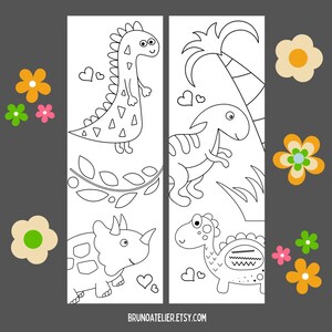 Dinosaur Coloring Bookmarks for Kids, Printable Bookmarks to Color ...
