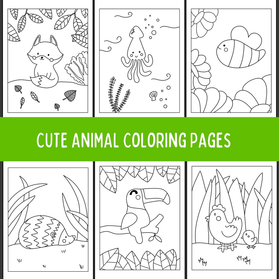Cute Animal Coloring Pages for Kids, Animal Coloring Sheets for ...