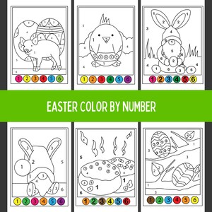 Easter Color by Number for Kids, Printable Color by Number Book, Color ...