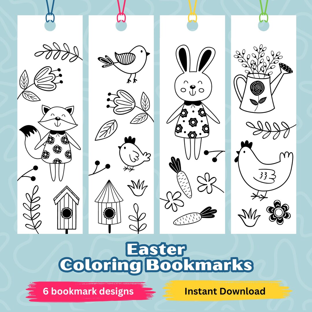 Easter Coloring Bookmarks for Kids, Animal Coloring Bookmarks, Easter ...