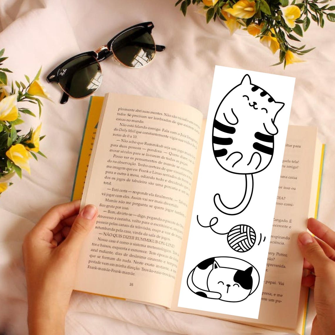 Cute Cat Coloring Bookmarks for Kids, Animal Coloring Bookmarks, Cute ...