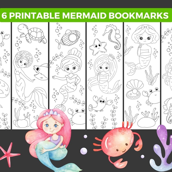 Coloring Bookmarks Sea Creatures - Etsy