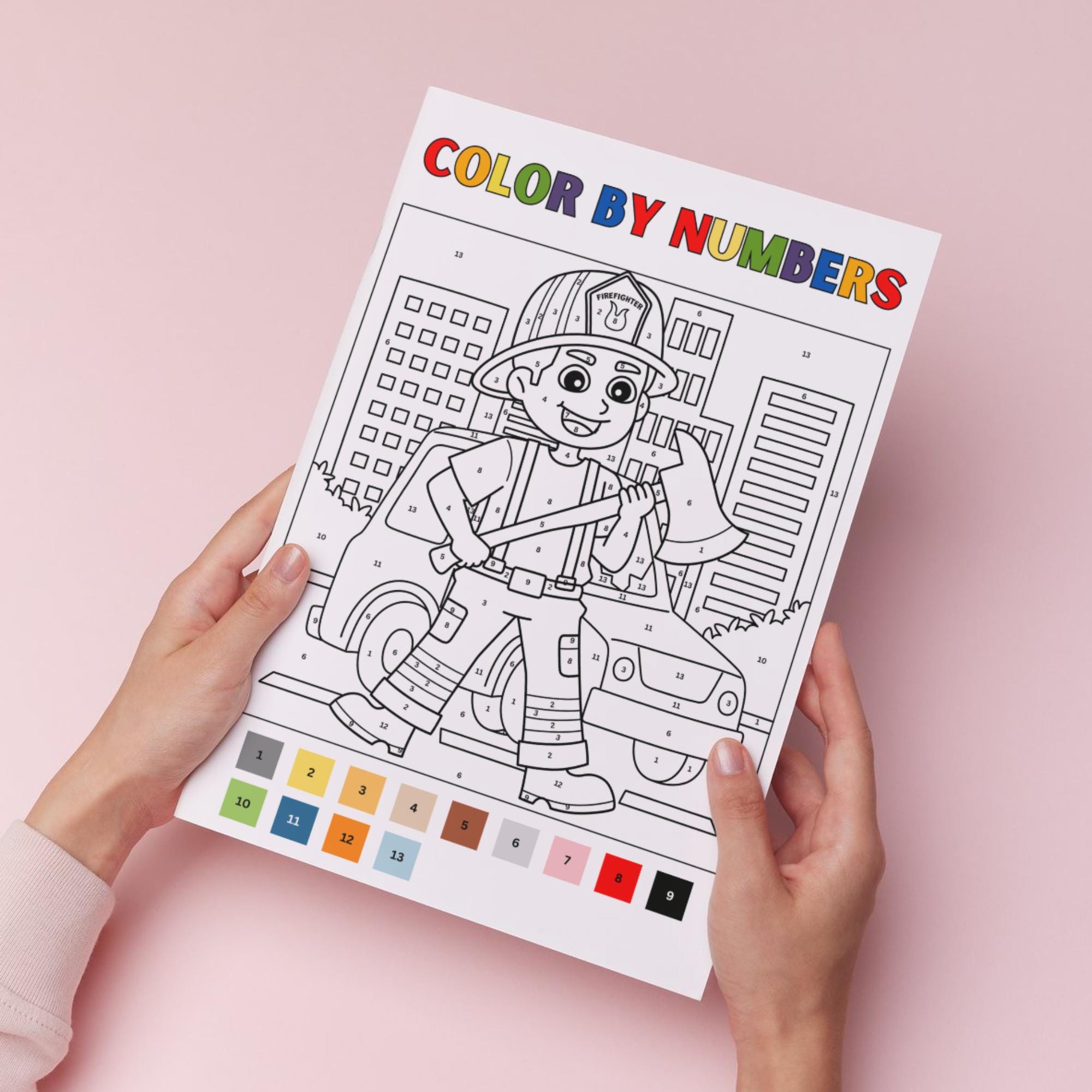 Firefighter Coloring Pages for Kids, Firefighter Color by Number ...