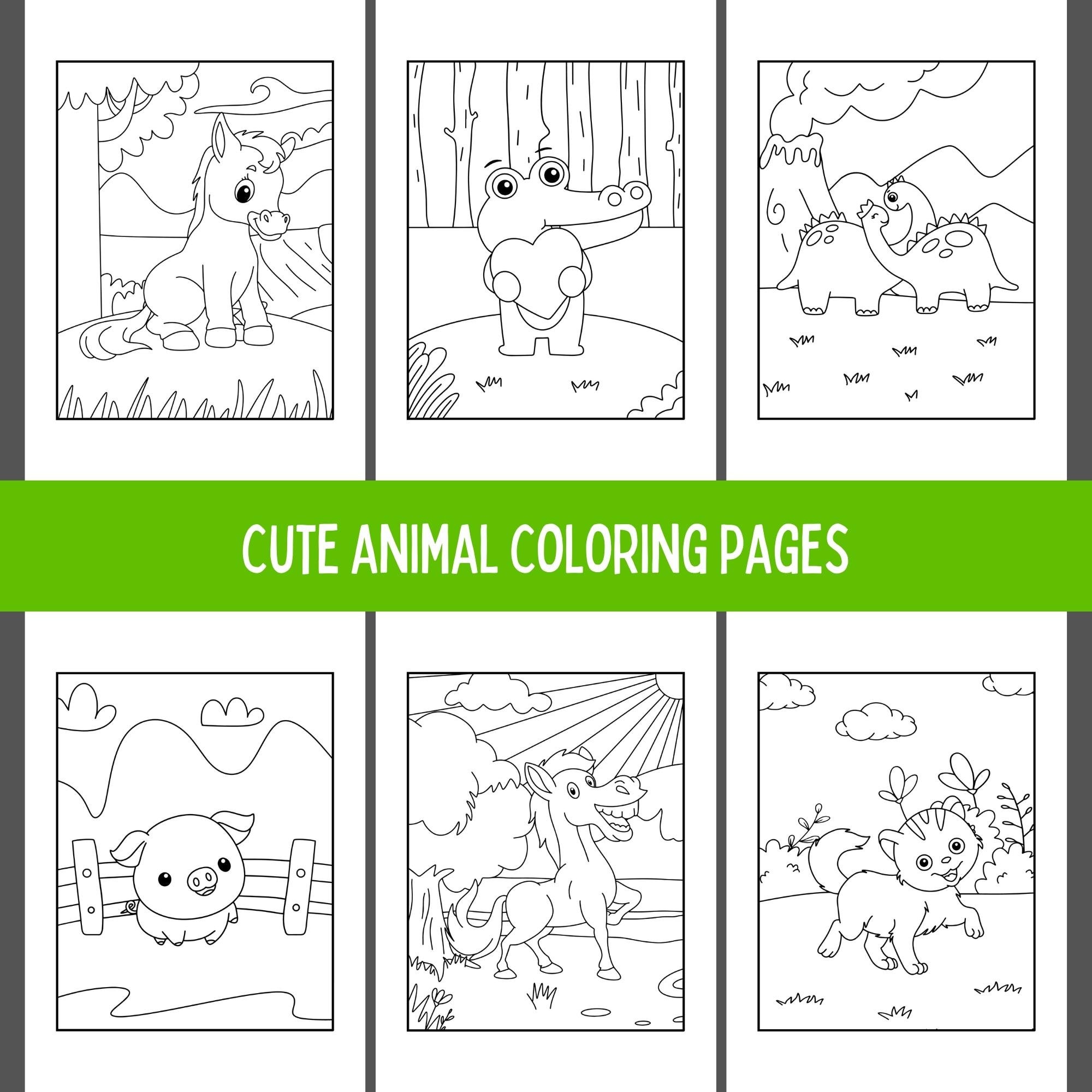 Cute Animal Coloring Pages for Kids, Animal Coloring Sheets for ...
