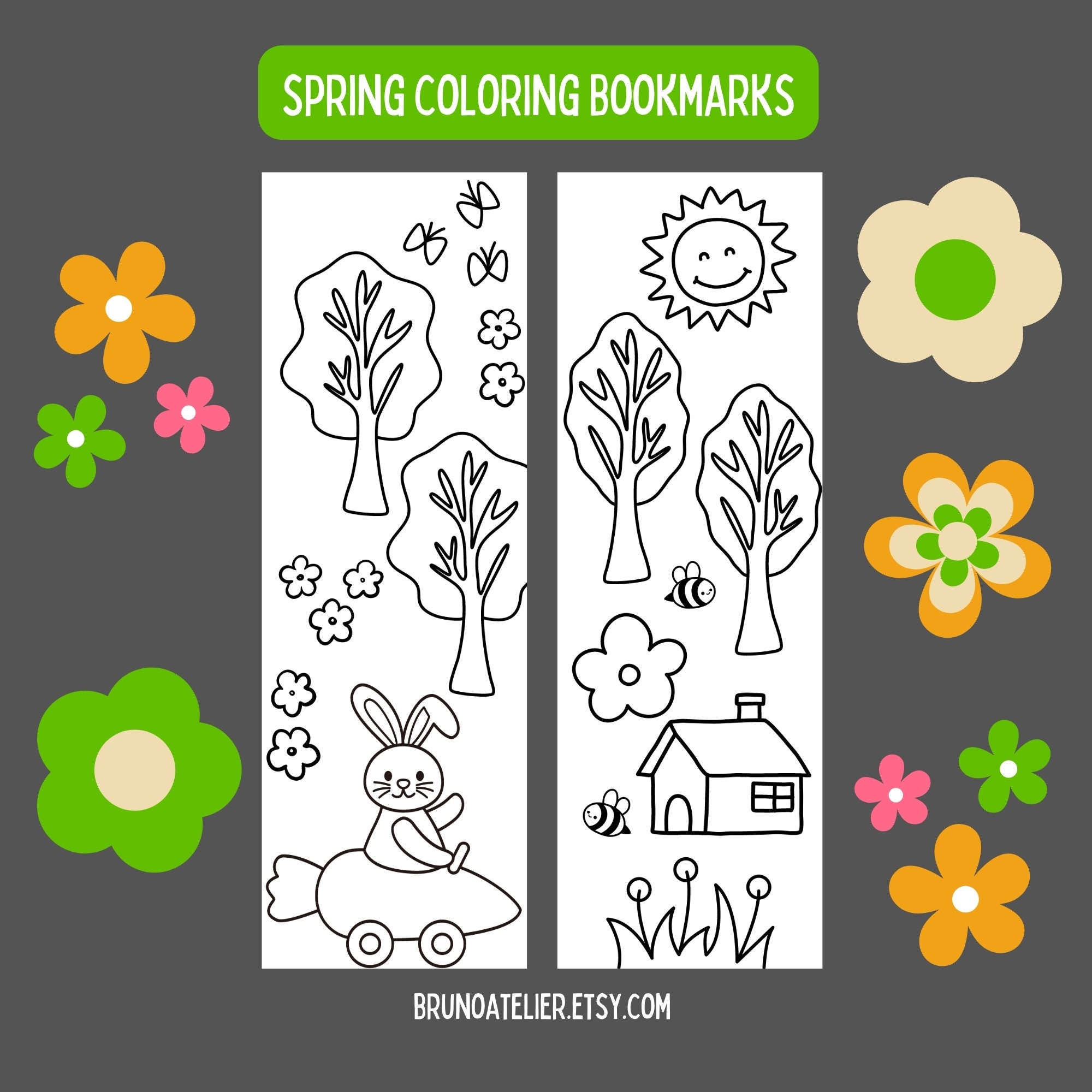 Spring Coloring Bookmarks for Kids, Printable Bookmarks to Color ...
