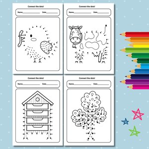 Printable Farm Animal Dot to Dot Coloring Pages, Farm Animal Coloring ...