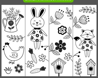 Cute Cat Coloring Bookmarks for Kids, Animal Coloring Bookmarks, Cute ...