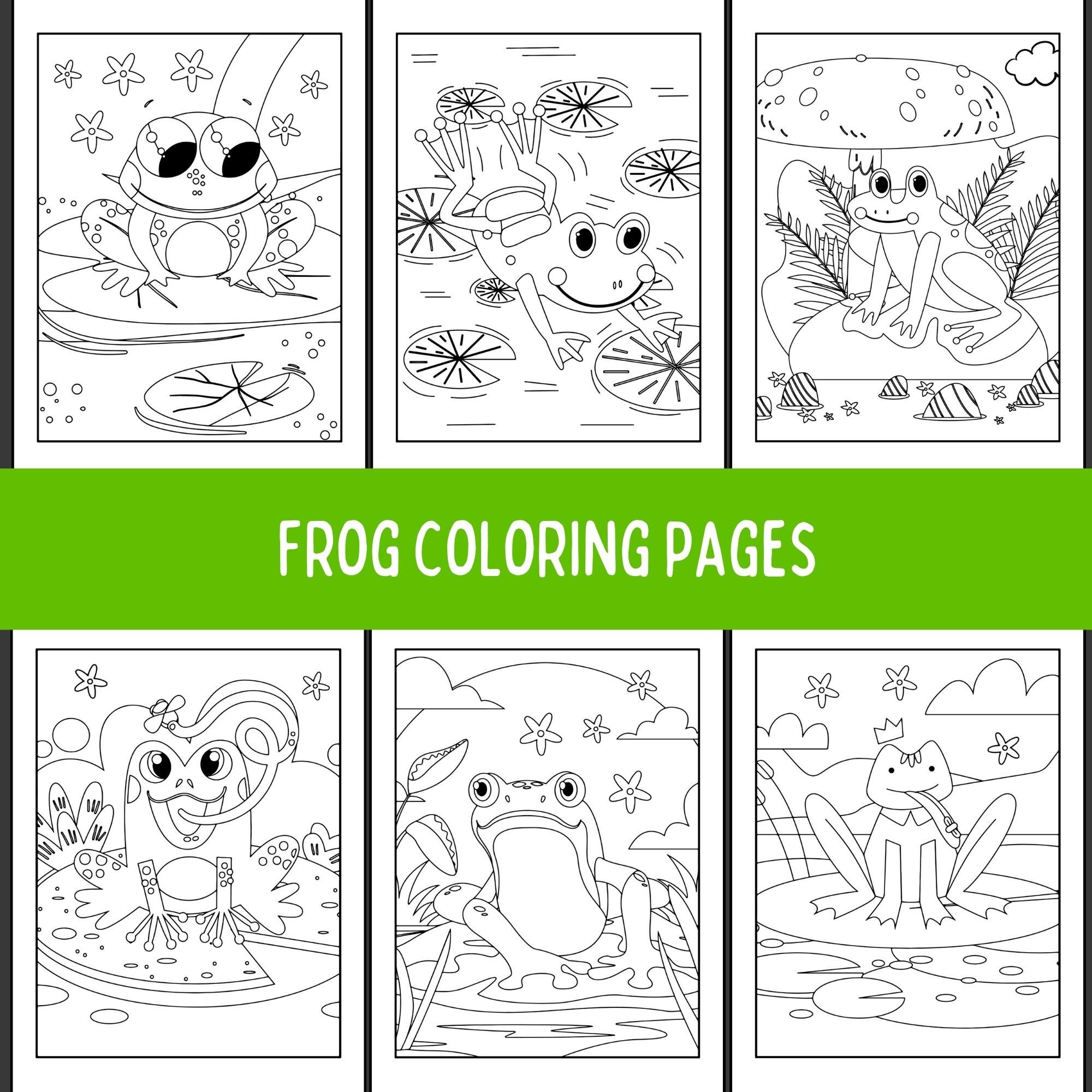 Cute Frog Coloring Pages for Kids, Frog Themed Birthday Party, Cute ...