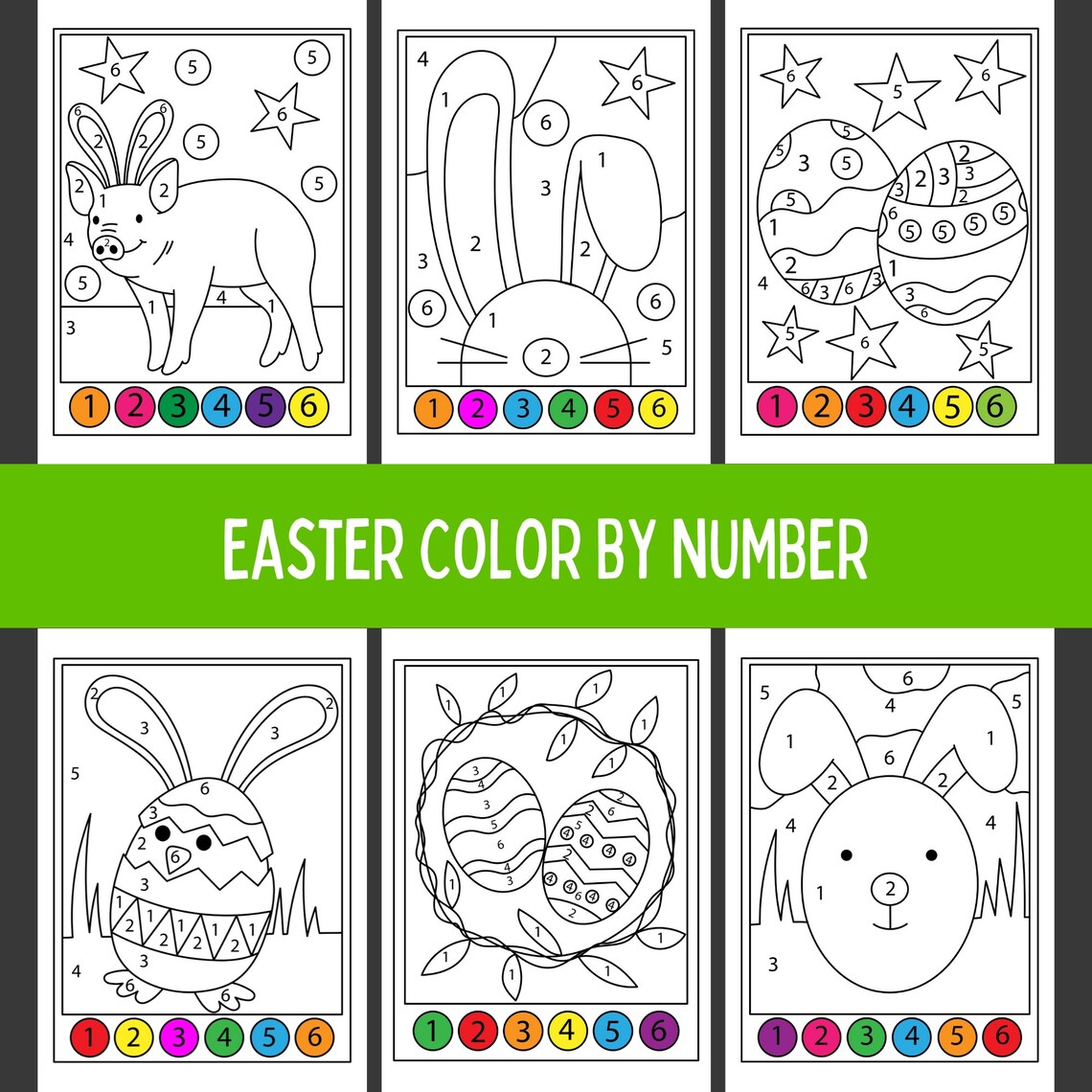 Easter Color by Number for Kids, Printable Color by Number Book, Color ...