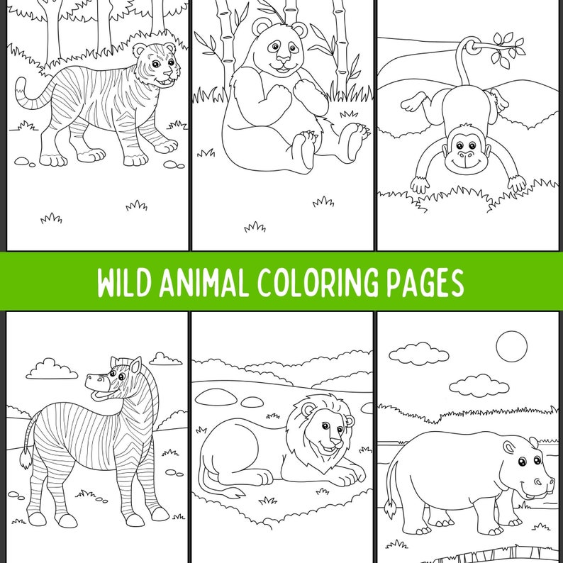 Safari Coloring Pages for Kids, Wild Animal Coloring Pages for Toddlers ...