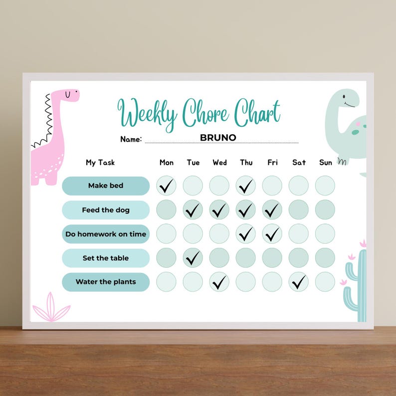Editable Weekly Chore Chart for Kids, Kids Chore List, Kids Routine ...