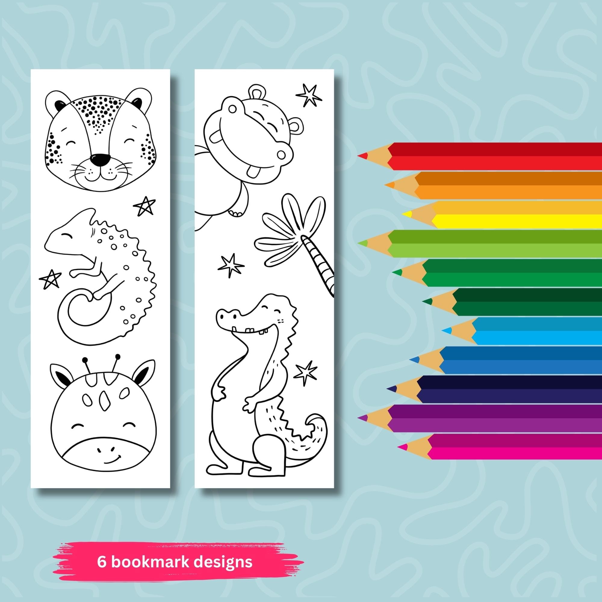 Safari Coloring Bookmarks for Kids, Animal Coloring Bookmarks, Safari ...