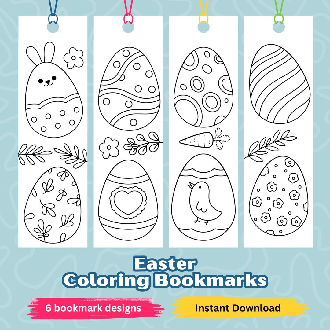 Easter Egg Bookmarks, Easter Coloring Bookmarks for Kids, Easter ...