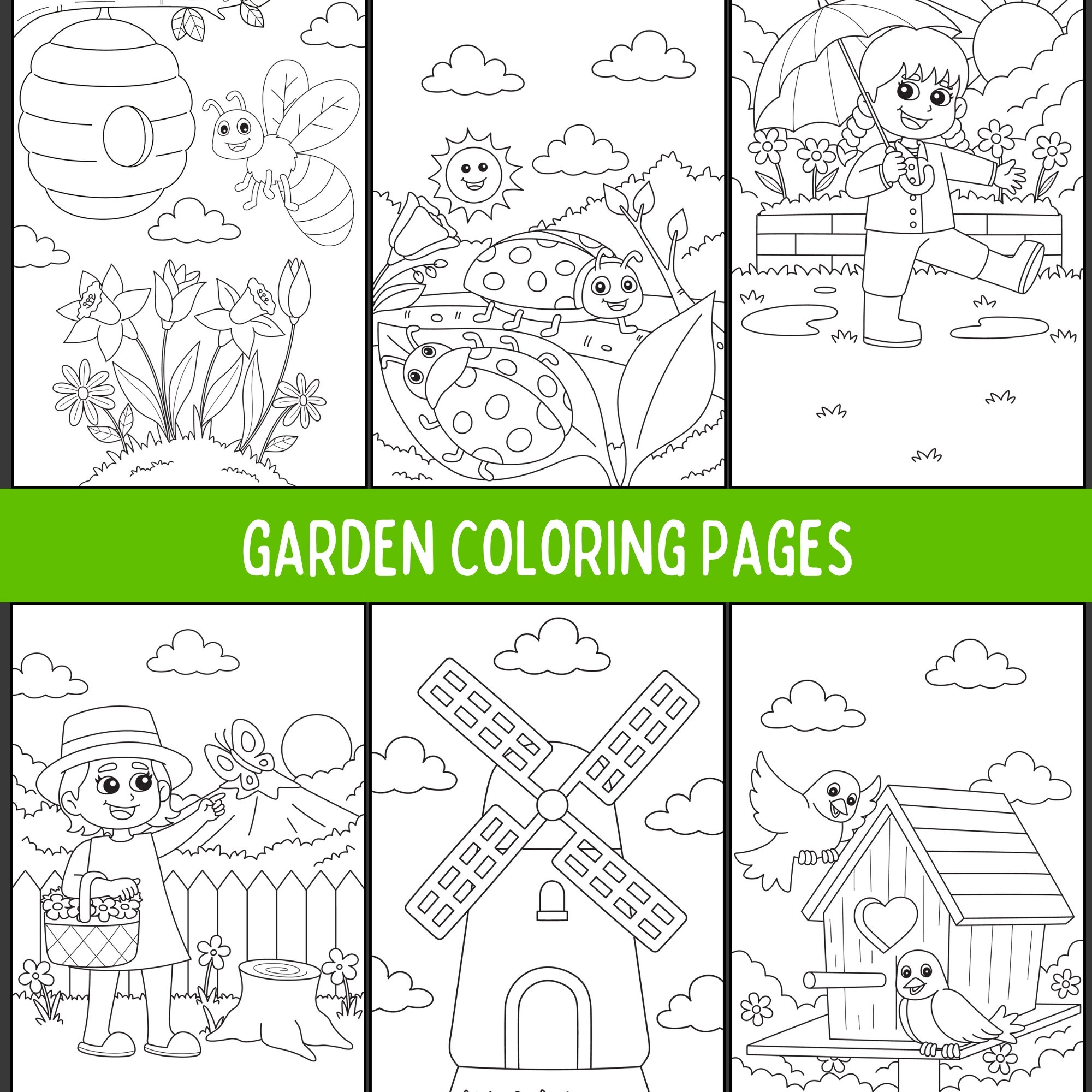 Garden Coloring Pages for Kids, Spring Coloring Pages for Girls, Farm ...