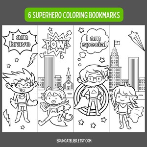 Superhero Coloring Bookmarks for Kids, Superhero Bookmarks PNG ...