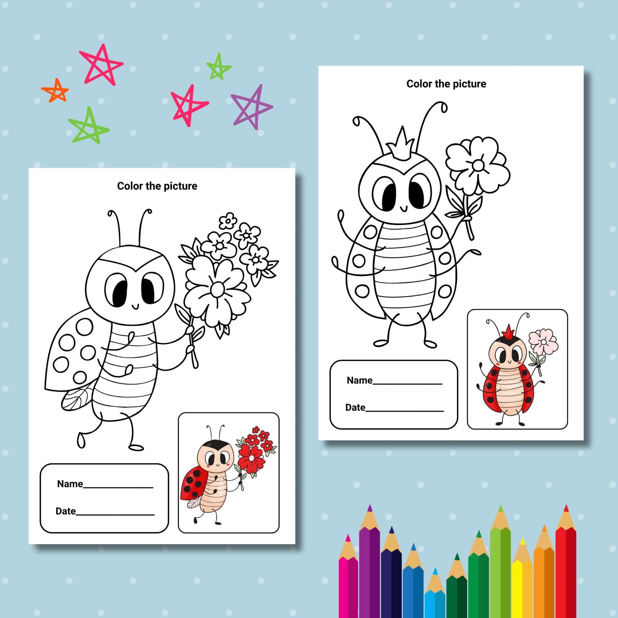 Insect Coloring Pages for Kids, Cute Bug Coloring Pages, Toddler ...