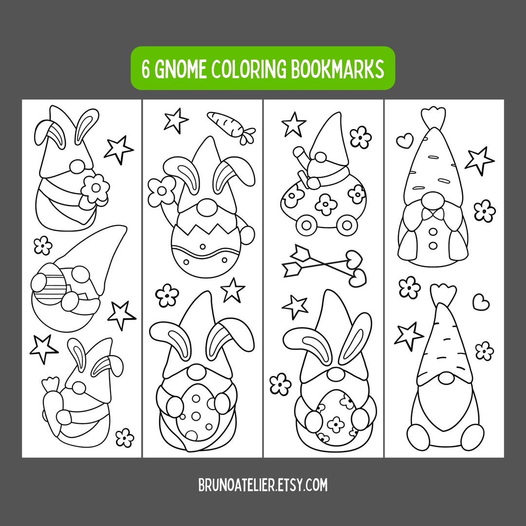 Easter Coloring Bookmarks for Kids, Easter Gnome Coloring Pages, Easter ...