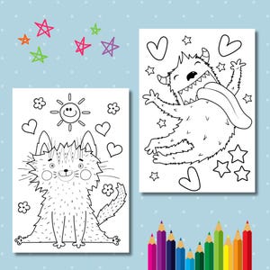 Cute Monster Coloring Pages for Kids, Monster Birthday Party, Cute ...