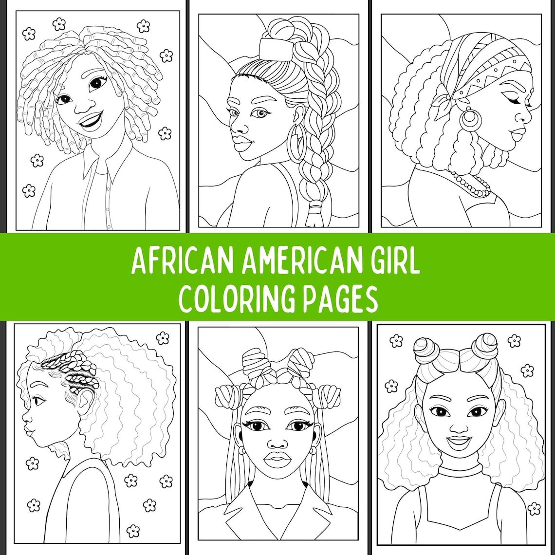 Black Girl Coloring Book for Kids, Melanin Coloring Pages, African ...