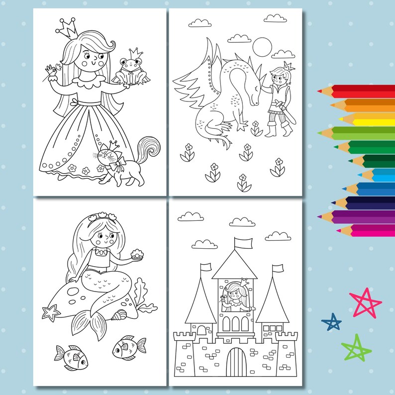 Princess Coloring Pages for Kids, Castle Coloring Pages, Unicorn ...