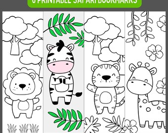 Cute Cat Coloring Bookmarks for Kids, Animal Coloring Bookmarks, Cute ...